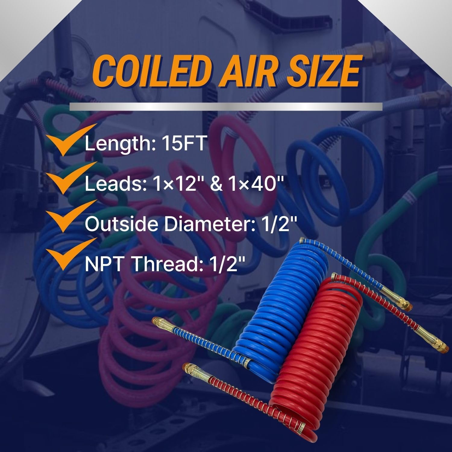 Snapklik.com : TORQUE Tractor Trailer Air Brake Line Hose Coil Assembly ...