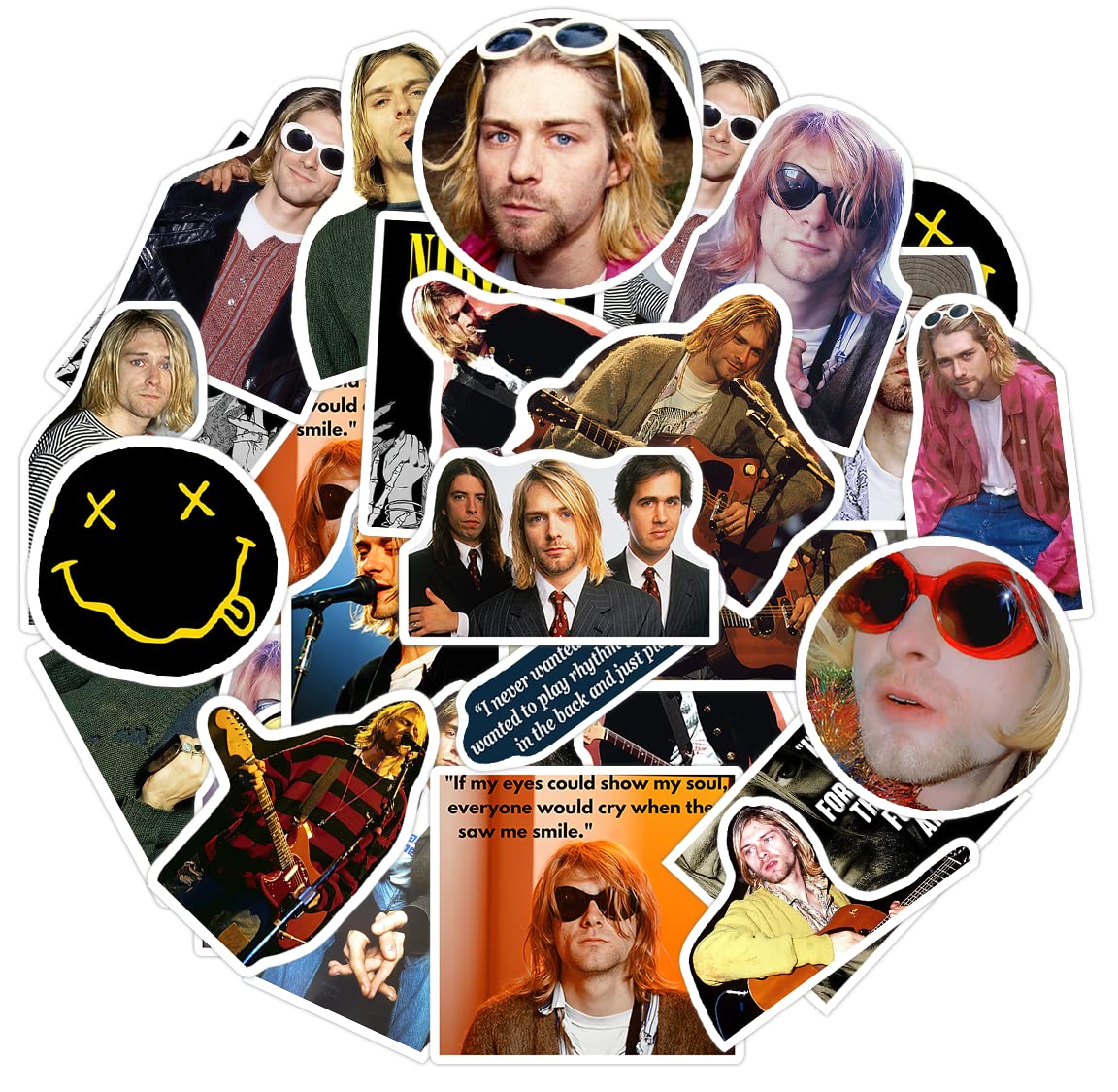 Amazon.com: 20 Pcs Stickers Pack Kurt Colorful Cobain Aesthetic Vinyl ...