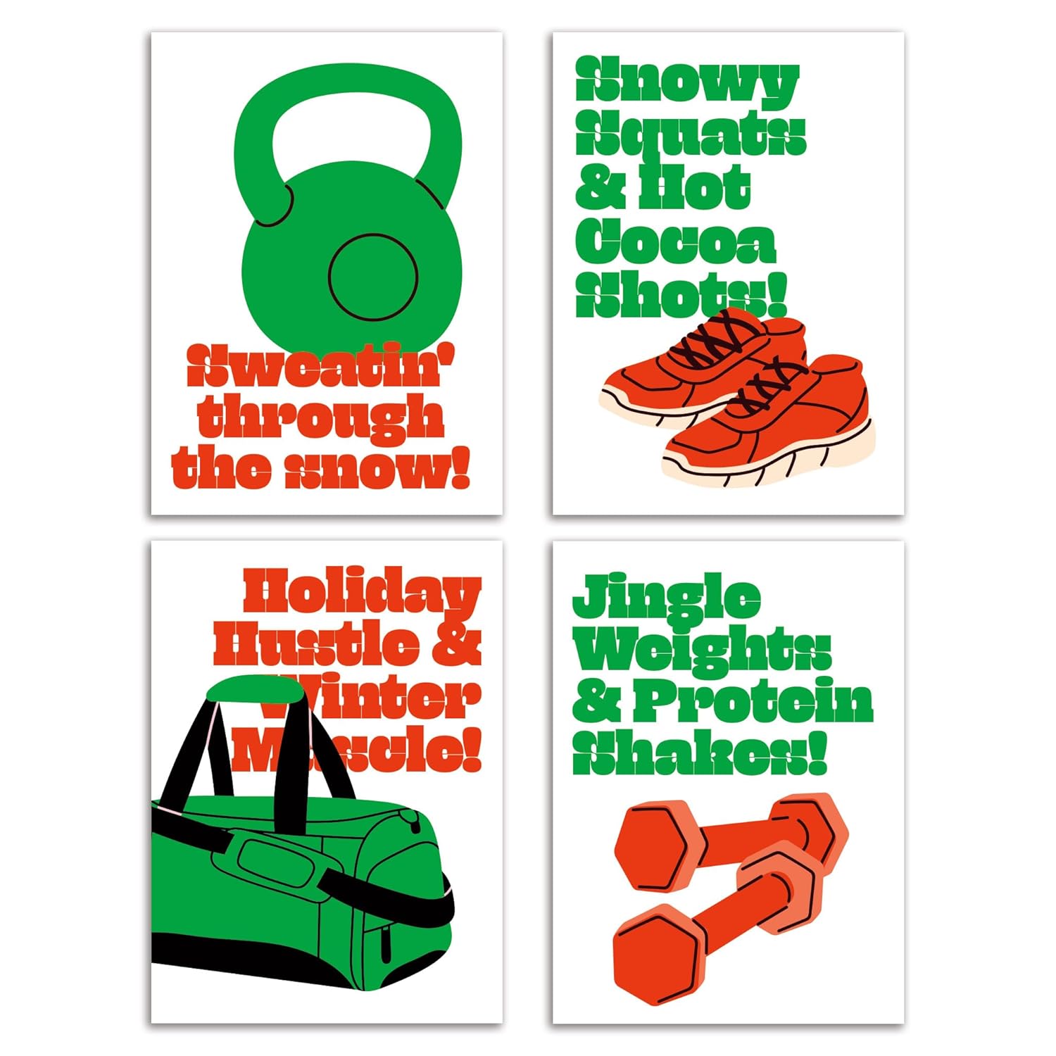 Amazon.com: Ritzy Rose 24 Gym and Fitness Christmas Cards in 4 Red and ...