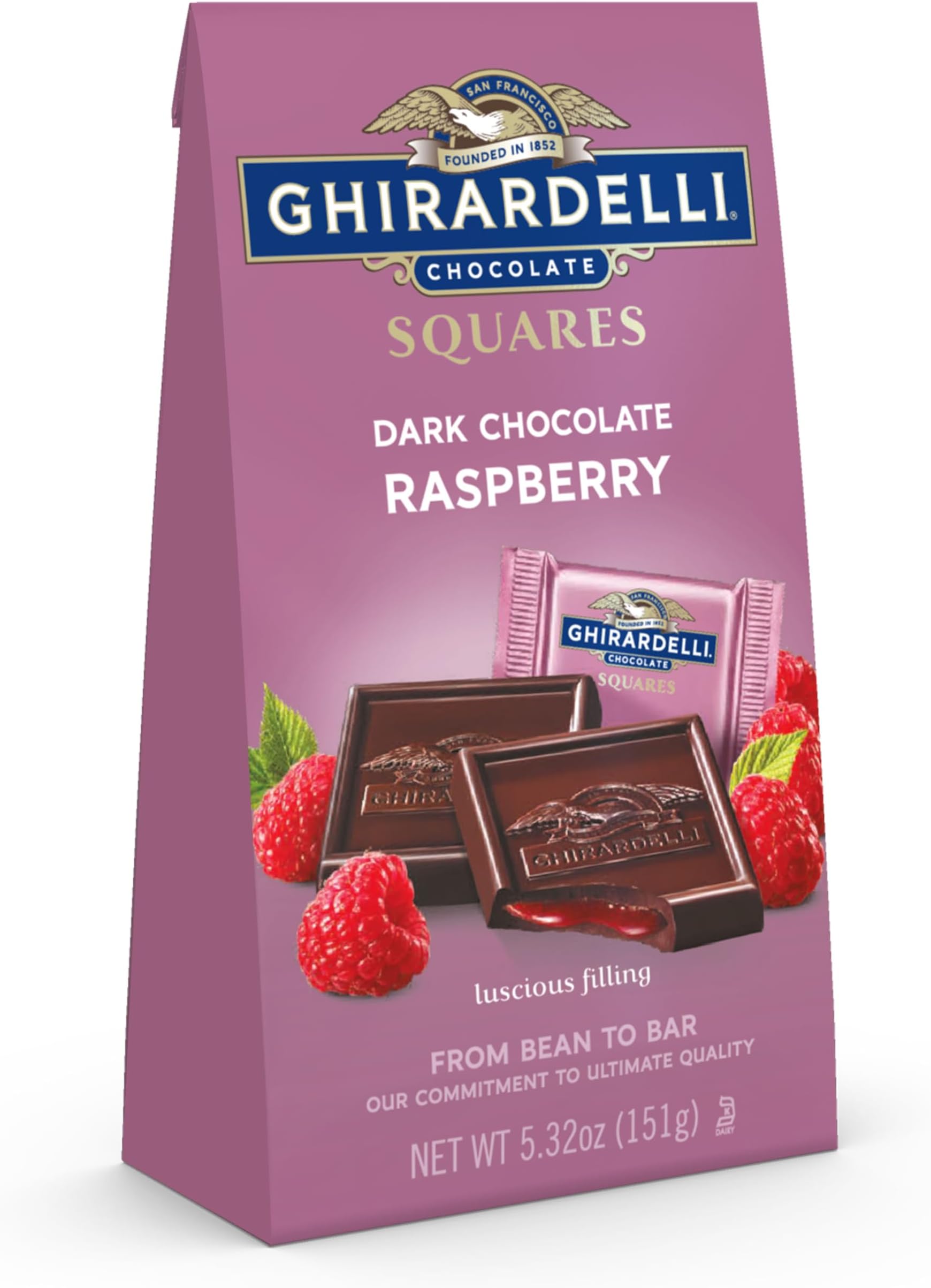 Amazon.com : GHIRARDELLI Dark Chocolate Raspberry Squares, 5.32 Oz Bag ...