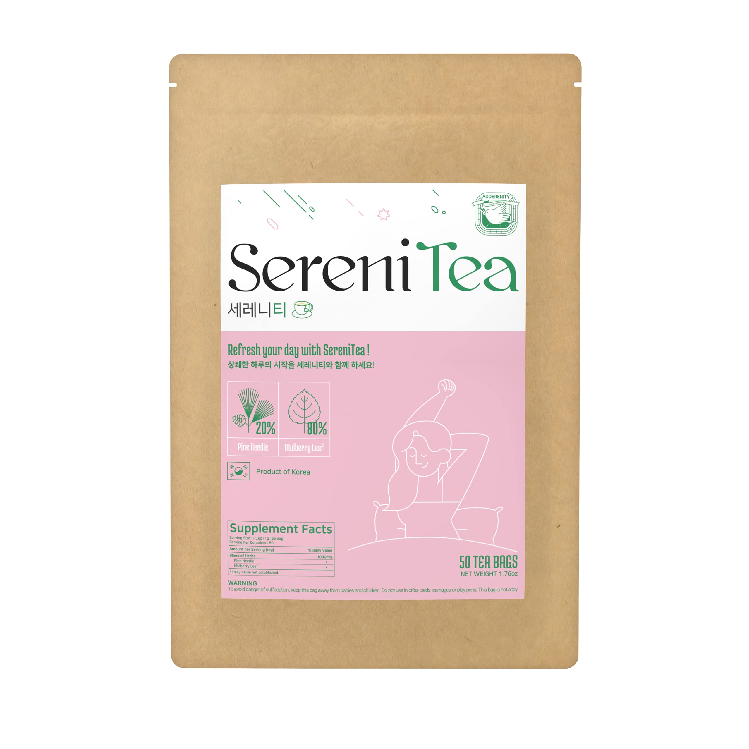 Buy SereniTea 1g x 50 Triangle Tea Bags Fresh & Roasting Taste Mulberry ...
