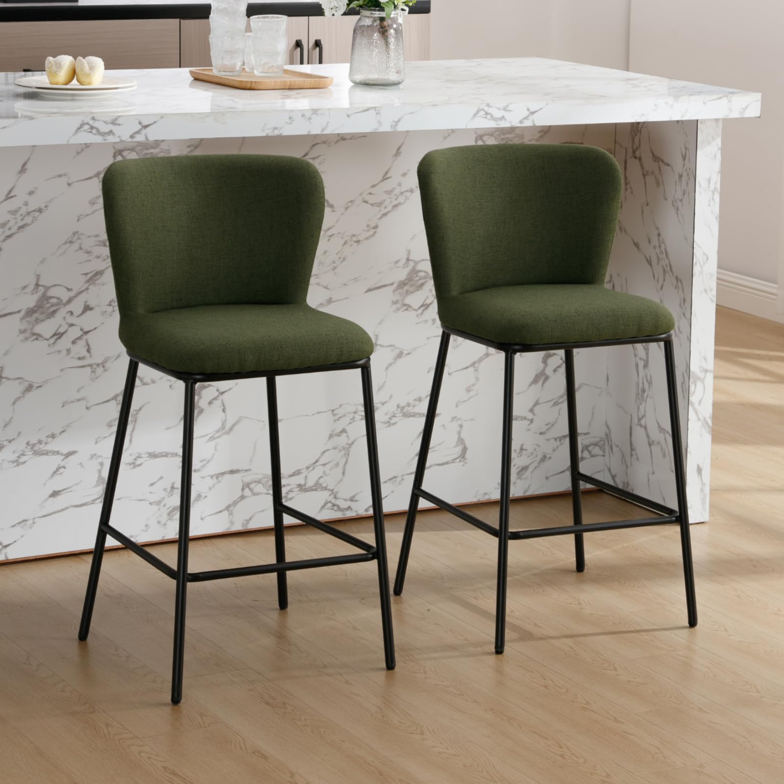 Wahson Modern Counter Stools - Comfortable Backrest, Kitchen Bar Chairs ...