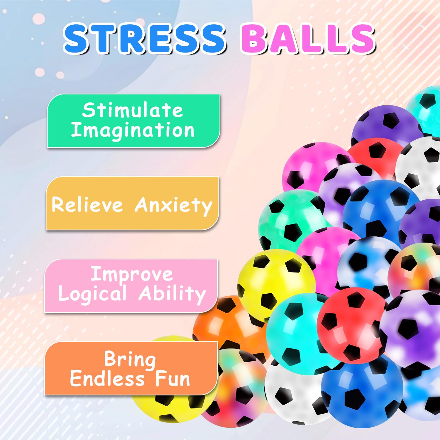 Snapklik.com : 24 Pack Fidget Stress Balls For Adults, Stress Relief ...