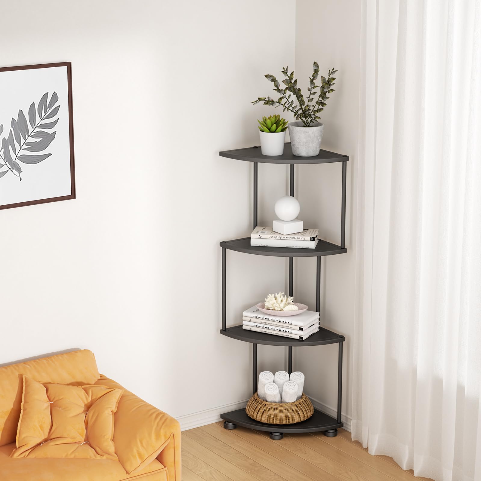 Snapklik.com : Haomsj Metal Corner Shelf Stand 4 Tier 41",Sturdy Baking ...