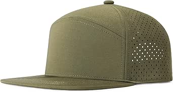 FEINION Men Flat Brim Adjustable Performance Hat Snapback Laser Perforated Baseball Cap (Army ...