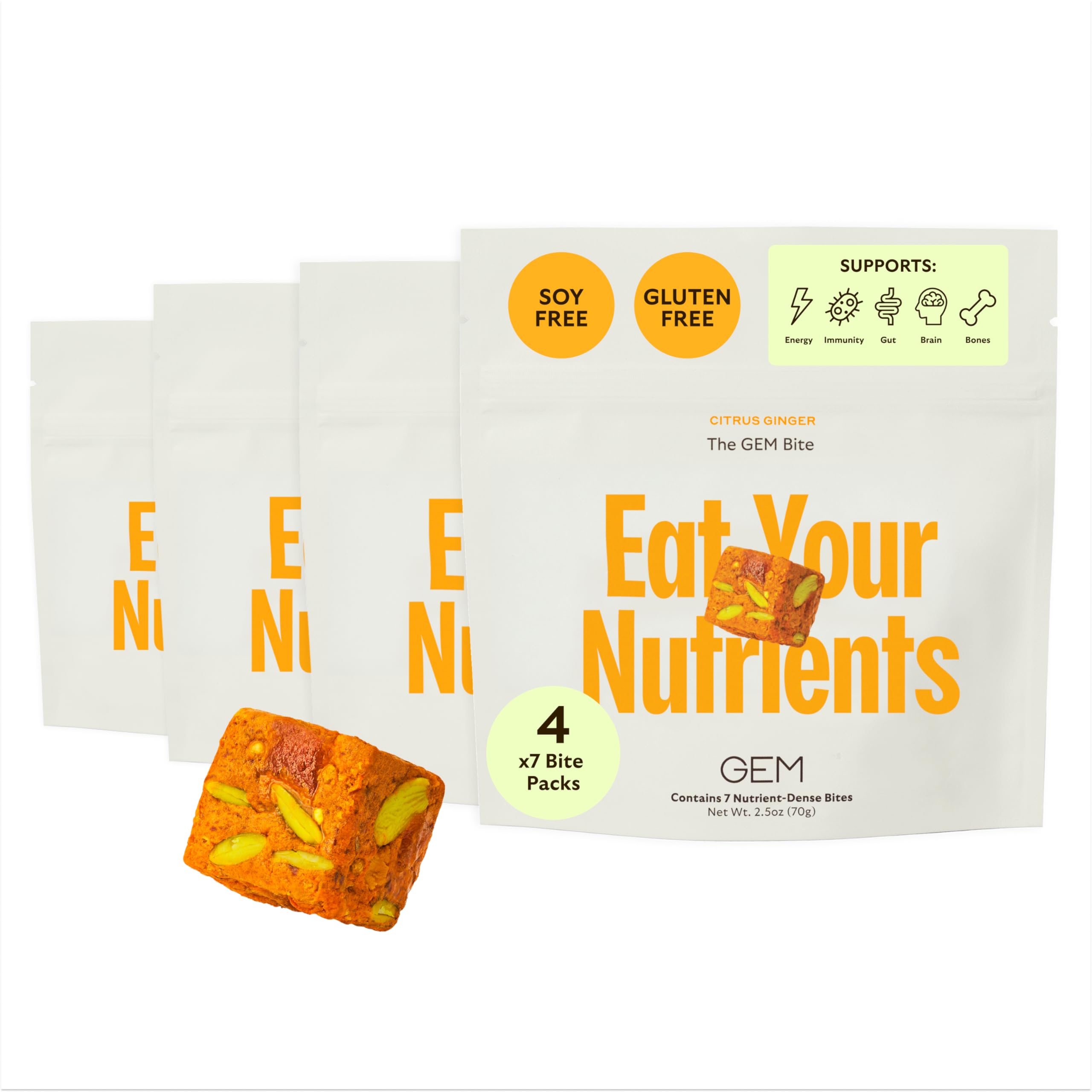 Amazon.com: GEM Bite Daily Multivitamin for Women & Men | Citrus Ginger ...