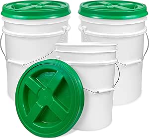 Amazon.com: ePackageSupply 5 Gallon White Bucket with Green Gamma Seal Screw on Airtight Lid ...