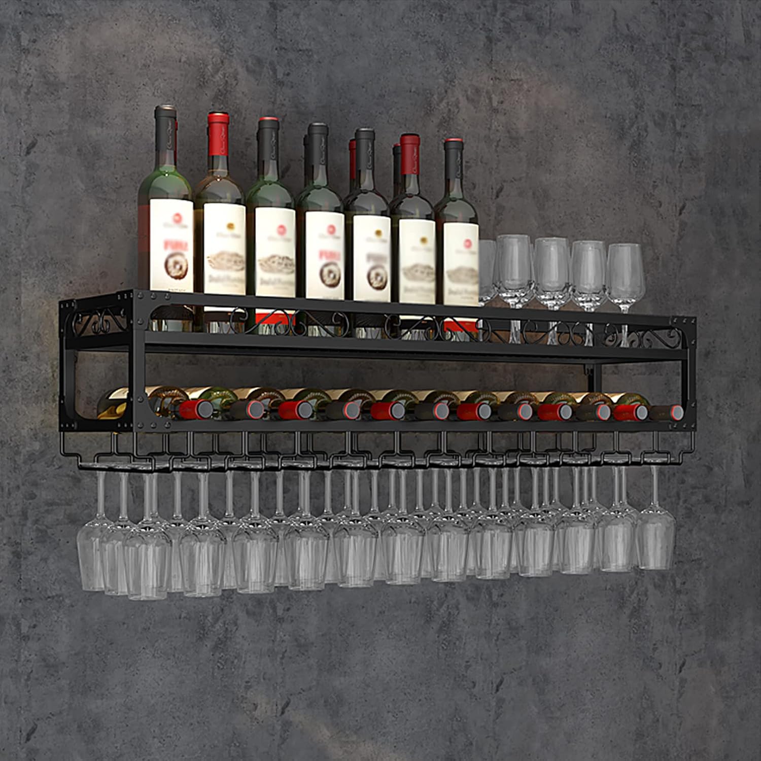 Amazon.com: Wall Mounted Wine Rack Wine Glass Goblet Holder, Metal ...