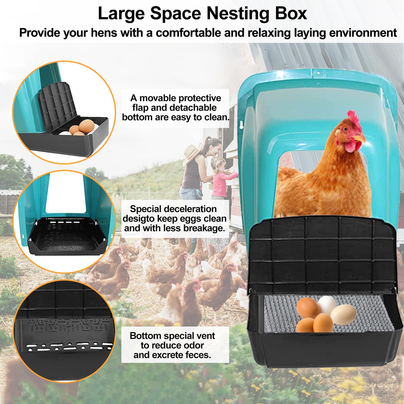 MORICERE Chicken Nesting Box Chicken Laying Boxes with Perch Roll Out ...