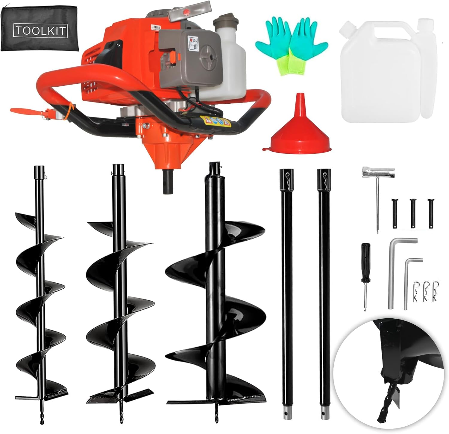 Amazon.com: 72cc 4HP Gas Powered Post Hole Digger, Gas Earth Auger/Ice ...