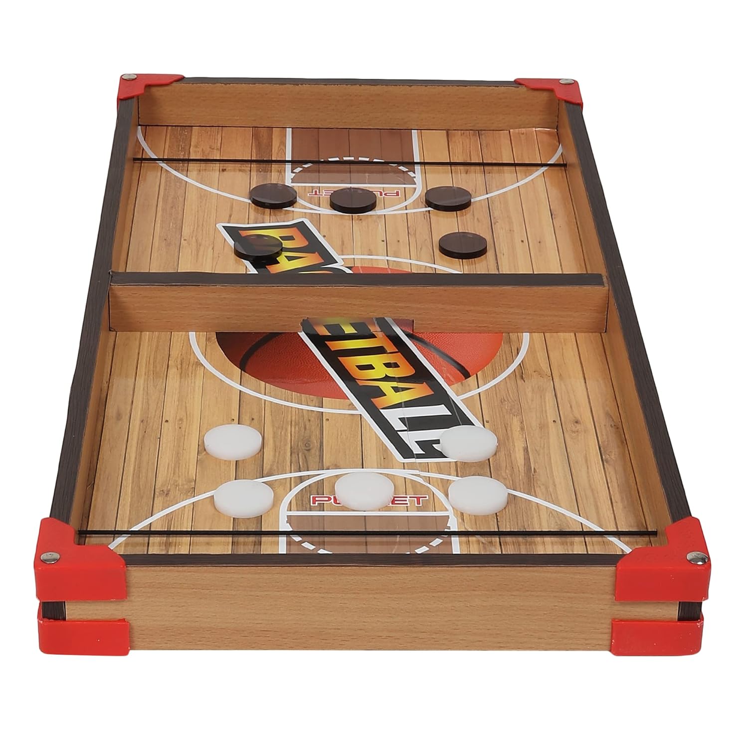 3 in 1 Wooden String Hockey Basket Ball Court Print Pucket Table Board ...