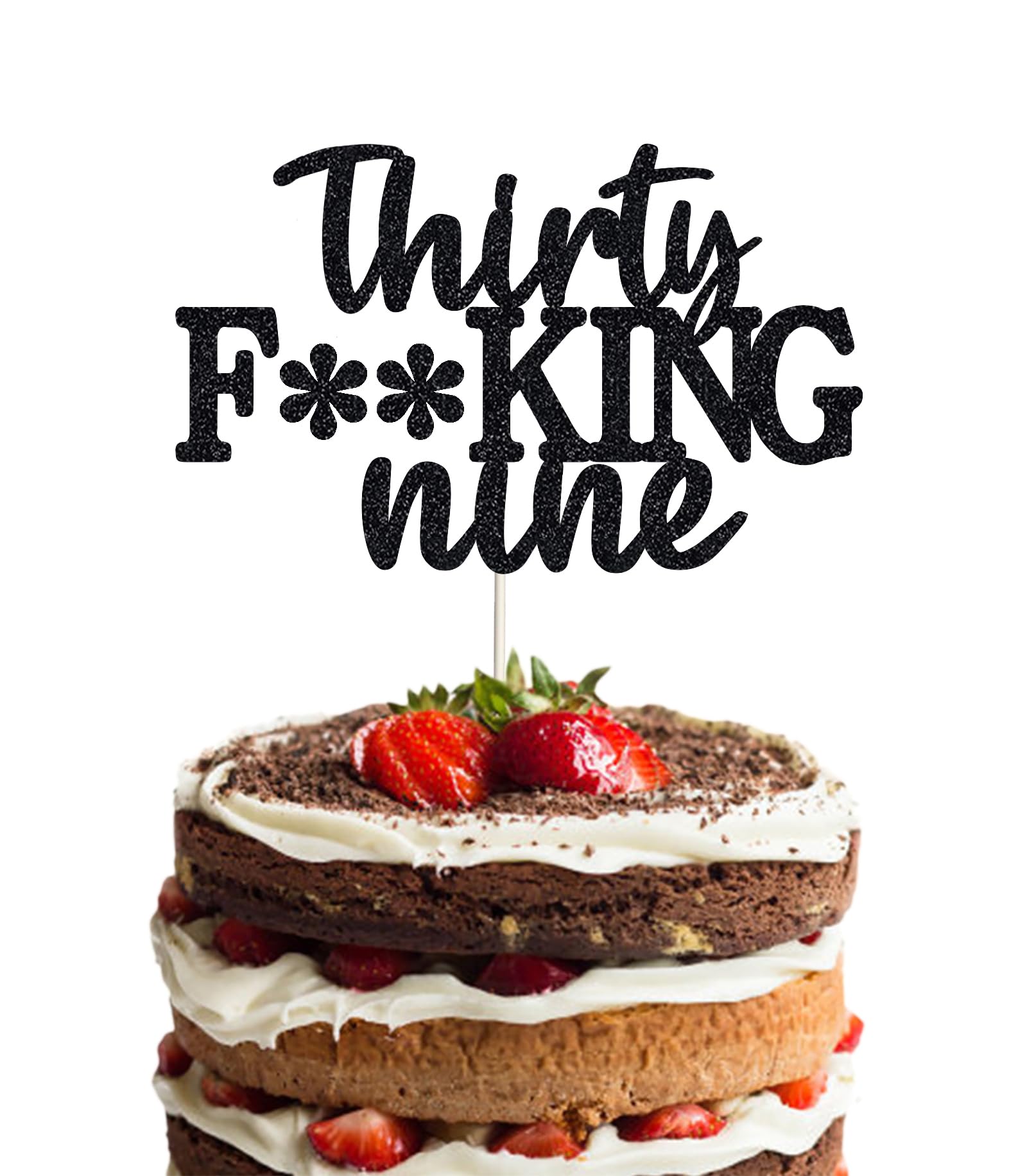 Amazon.com: 39 Cake Toppers, 39 Birthday Cake Toppers-Black Glitter ...