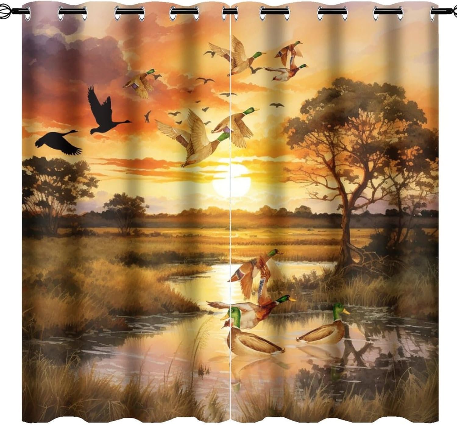 Amazon.com: Brebasf Rustic Lake Mallard Ducks Perforated Window ...