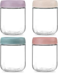 Amazon.com: NETANY 4-pack 16oz Glass jars with Airtight Lids, Overnight Oats Containers with ...