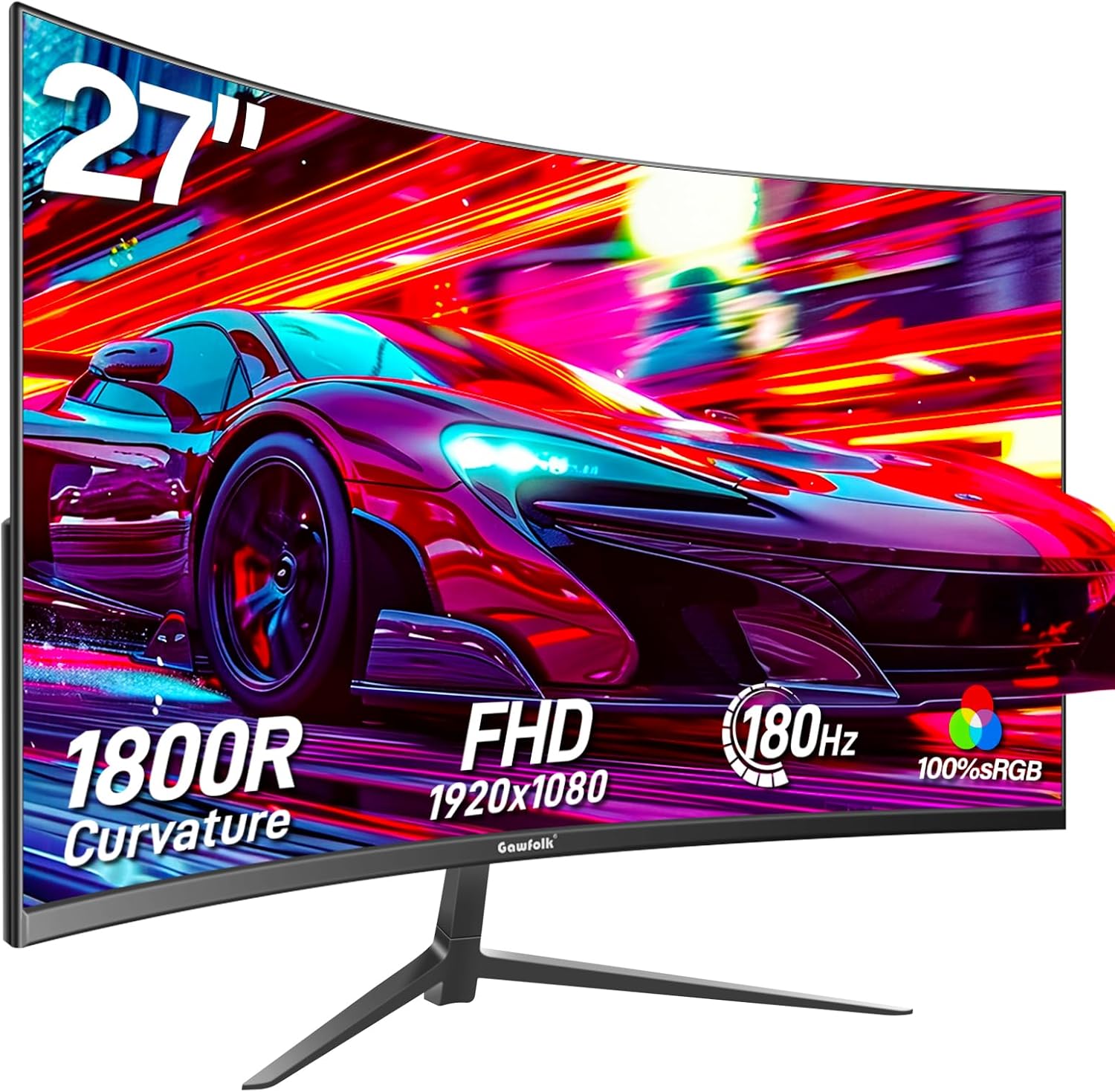 Amazon.com: Gawfolk 27 inch Curved Gaming Monitor,144Hz/180Hz PC ...