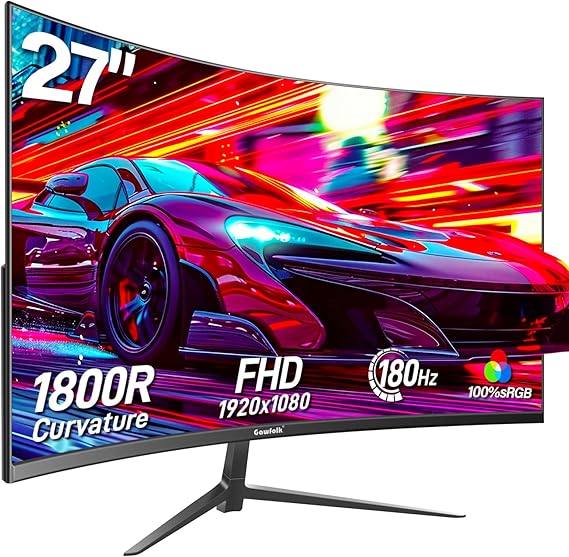 Amazon.com: Gawfolk 27 inch Curved Gaming Monitor,144Hz/180Hz PC ...