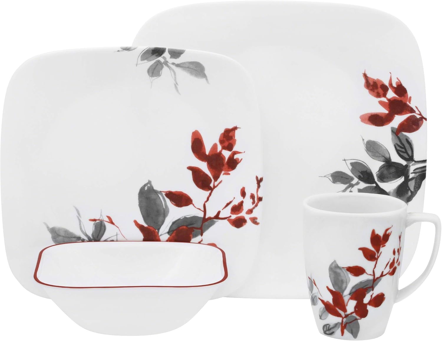 Corelle 16-Piece Vitrelle Glass Kyoto Leaves Chip and Break Resistant ...