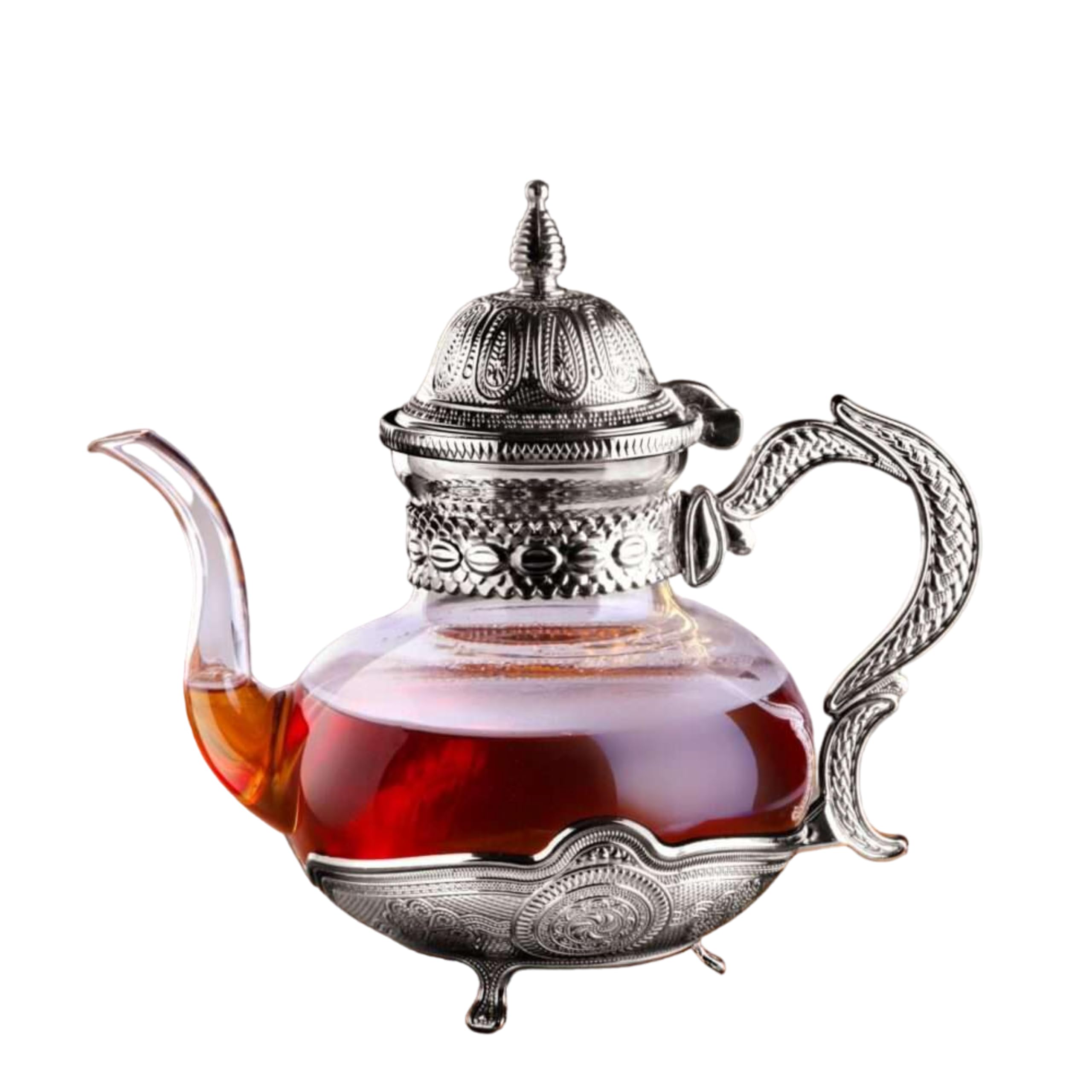 Amazon.com: LaModaHome Borosilicate Glass Teapot with Ornate Metal ...