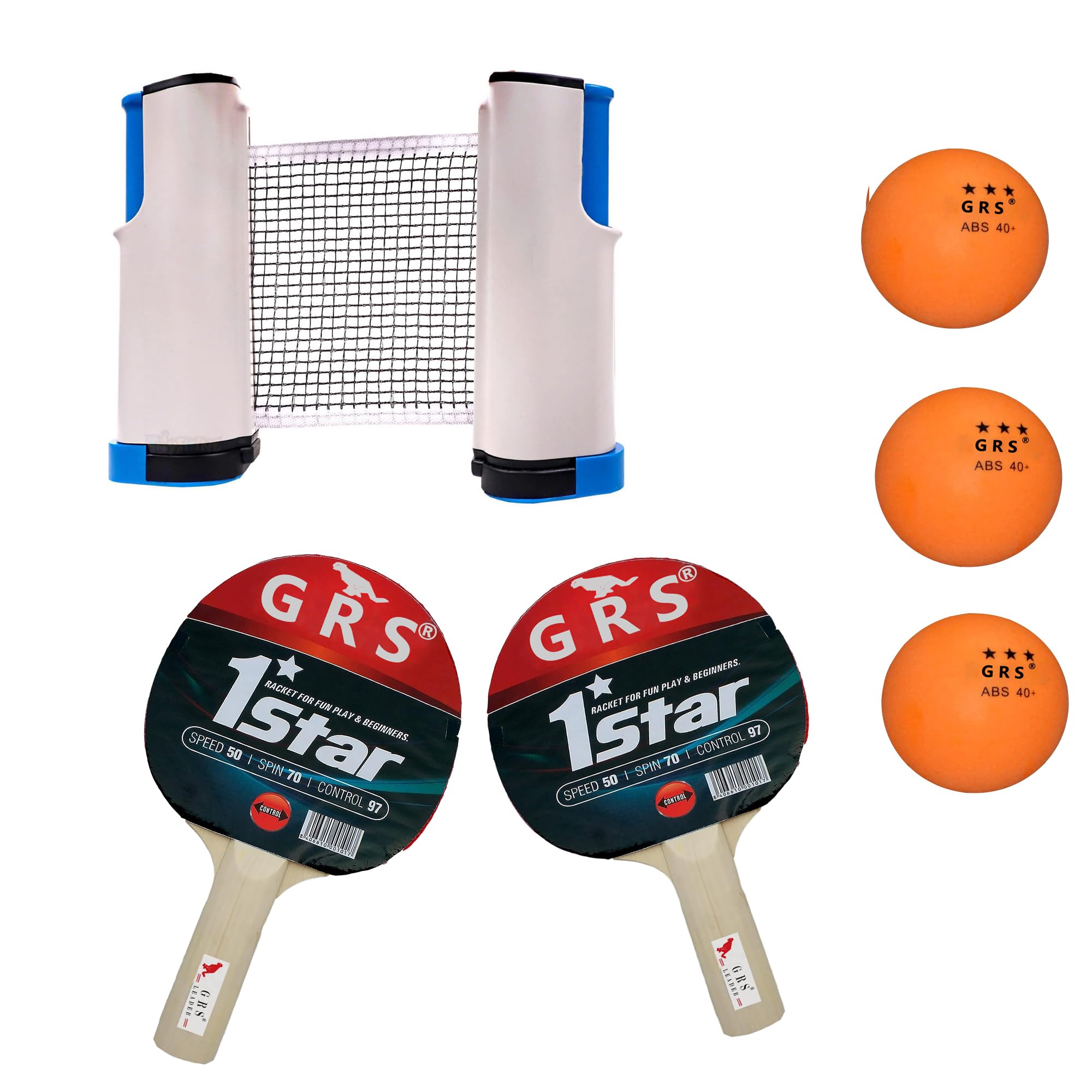 Buy GRS Table Tennis Set with Two Racket with Three 40+ ABS Balls and ...