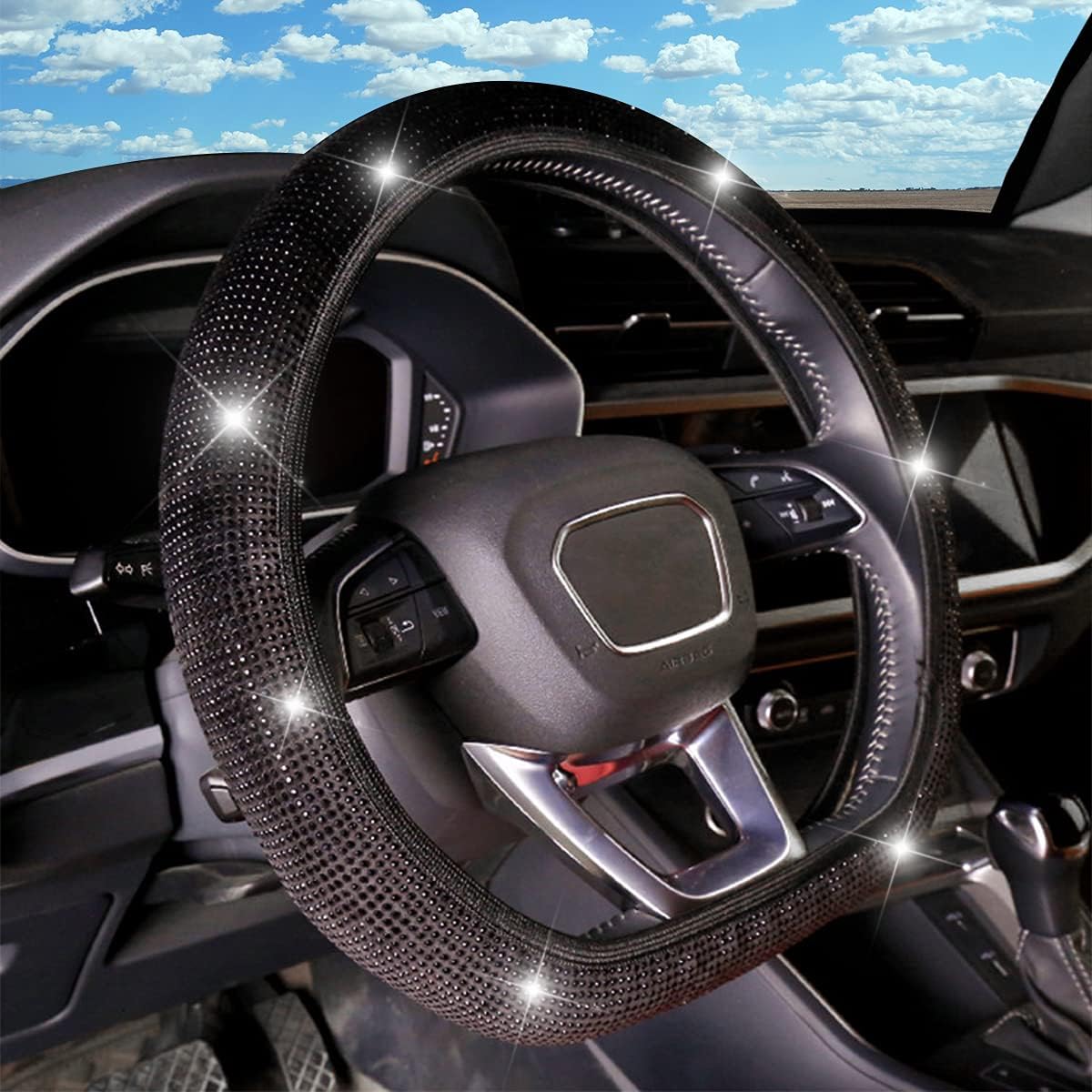 Amazon.com: Car Bling Rhinestones Steering Wheel Cover with Sparkling ...