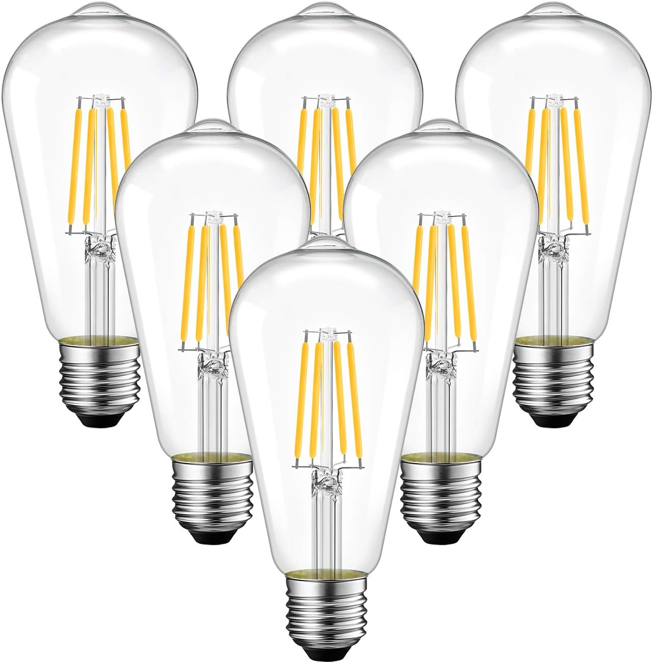 Ascher Dimmable Vintage LED Edison Bulbs, 6W, Equivalent 60W, Bright ...