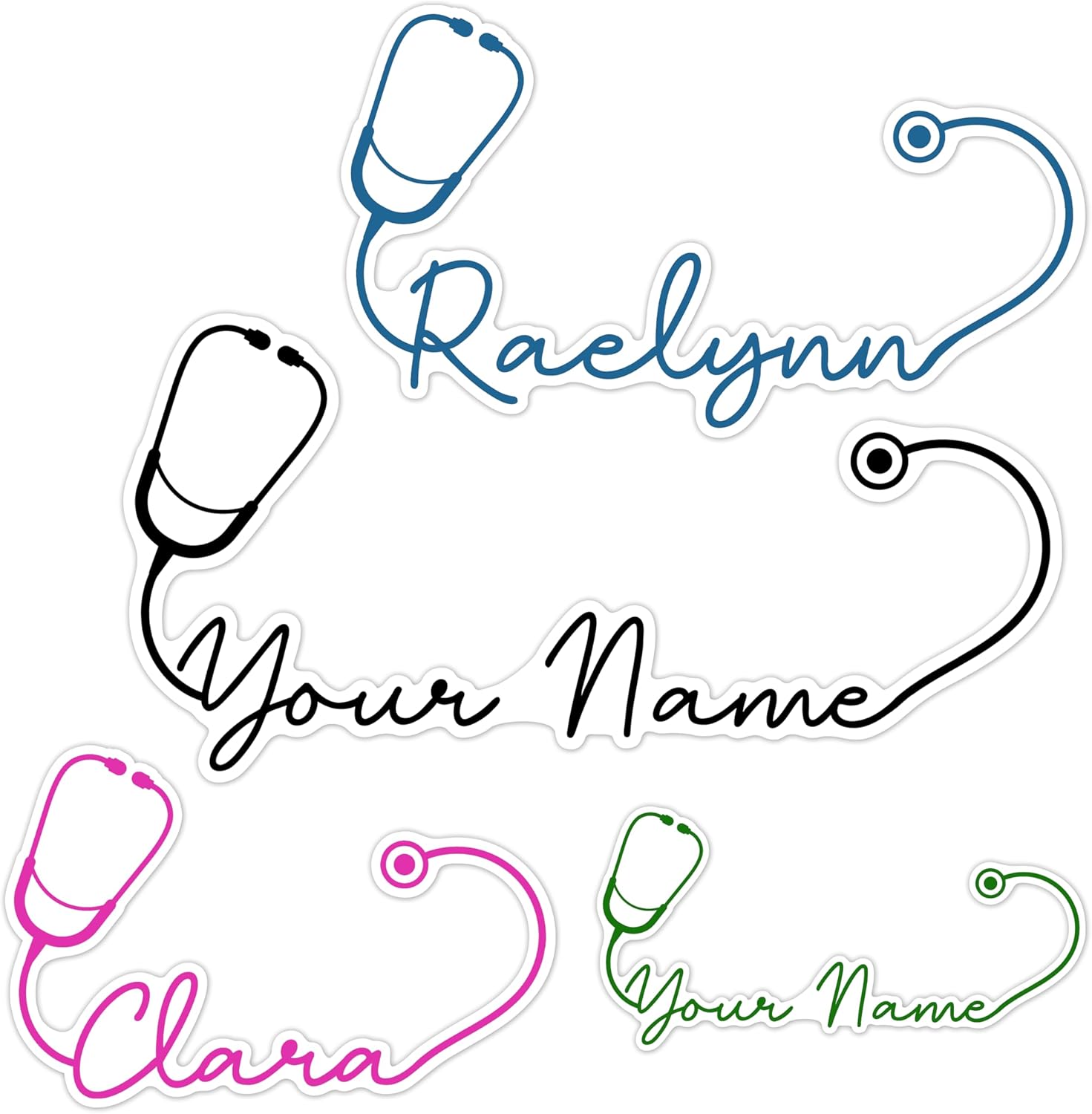 Amazon.com: Custom Name Sticker with Medical Stethoscope | Personalized ...