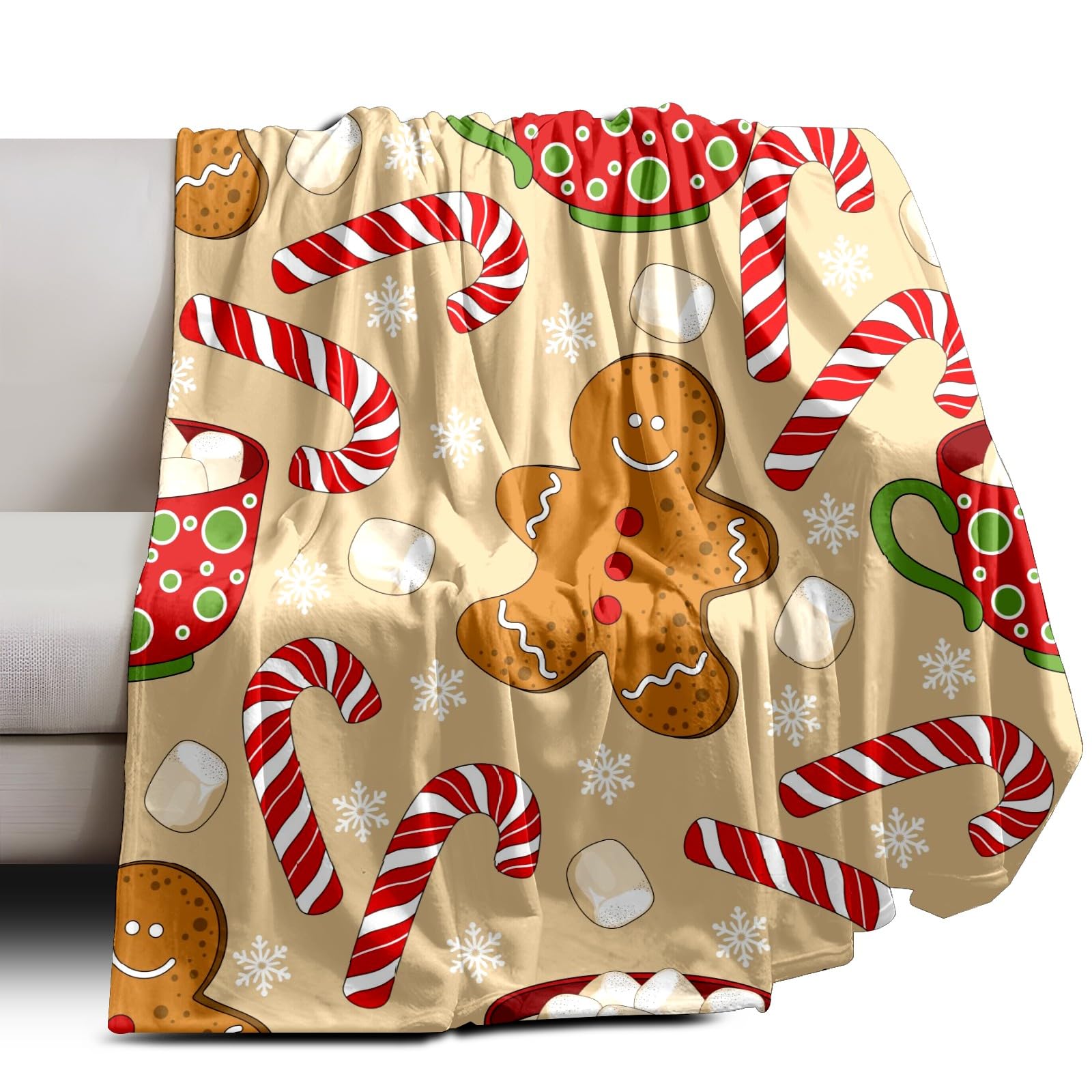 Amazon.com: Christmas Gingerbread Man Candy Throw Blankets Soft Warm ...