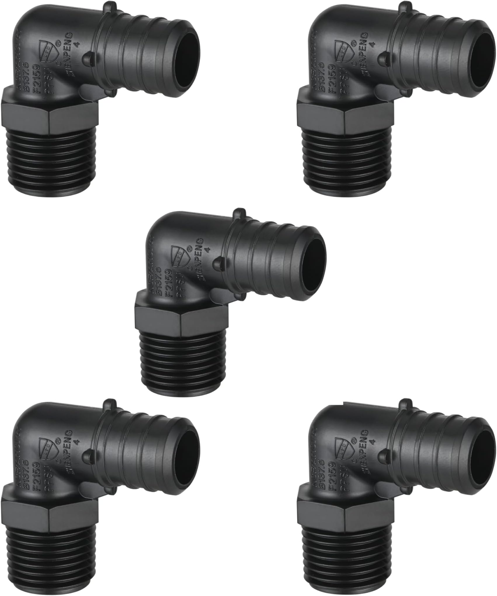 Amazon.com: 5-Pack EFIELD Poly PPSU Barb Crimp 3/4" Pex X 1/2" Male NPT ...