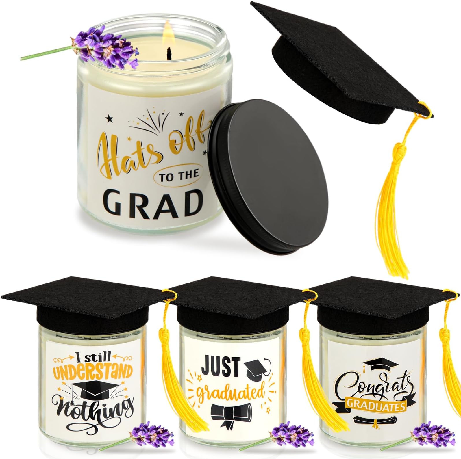 Amazon.com: Threlaco 4PCS Scented Candle Set Soy Wax Lavender Candle ...