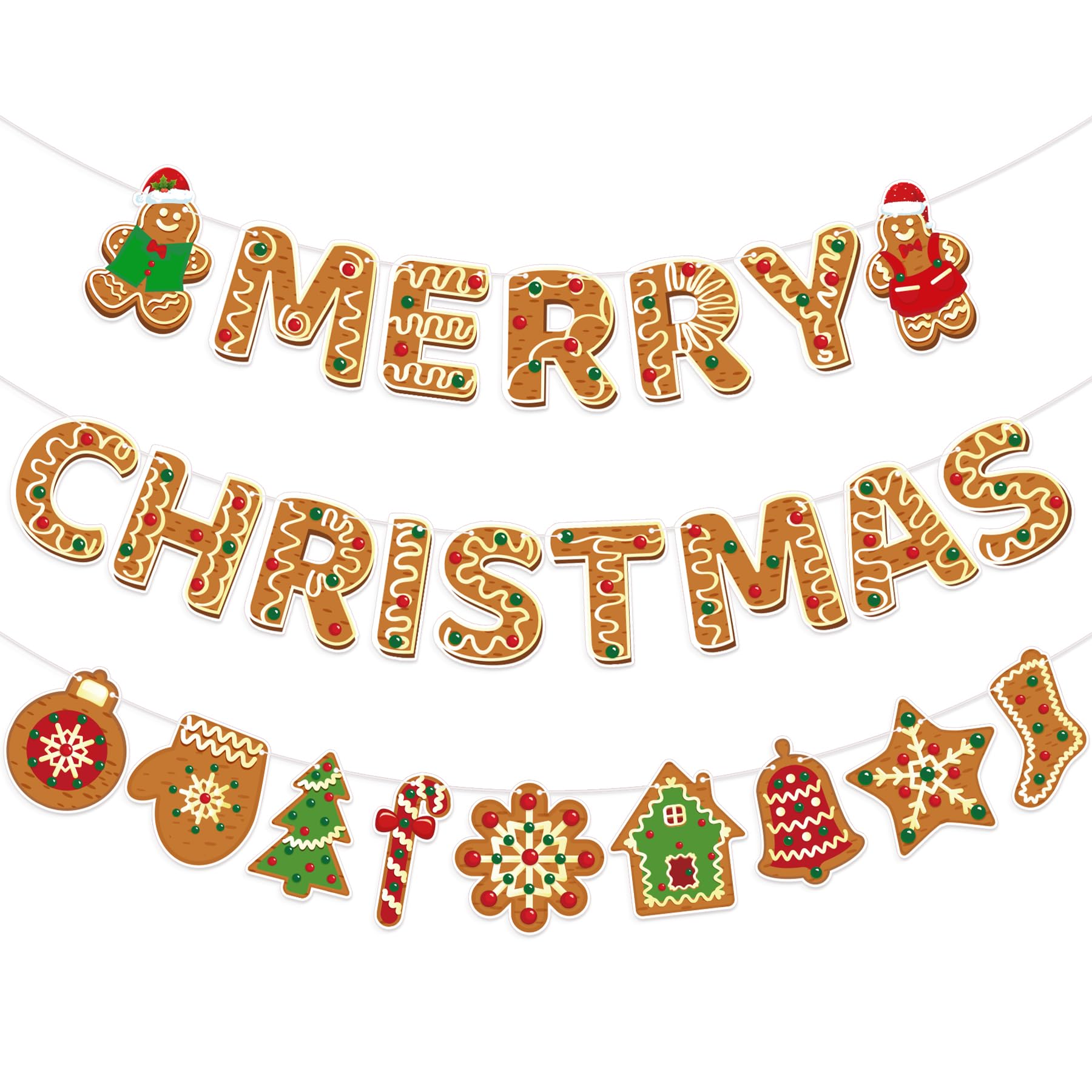 Amazon.com: Gifloon Gingerbread Merry Christmas Banner, Merry Xmas ...