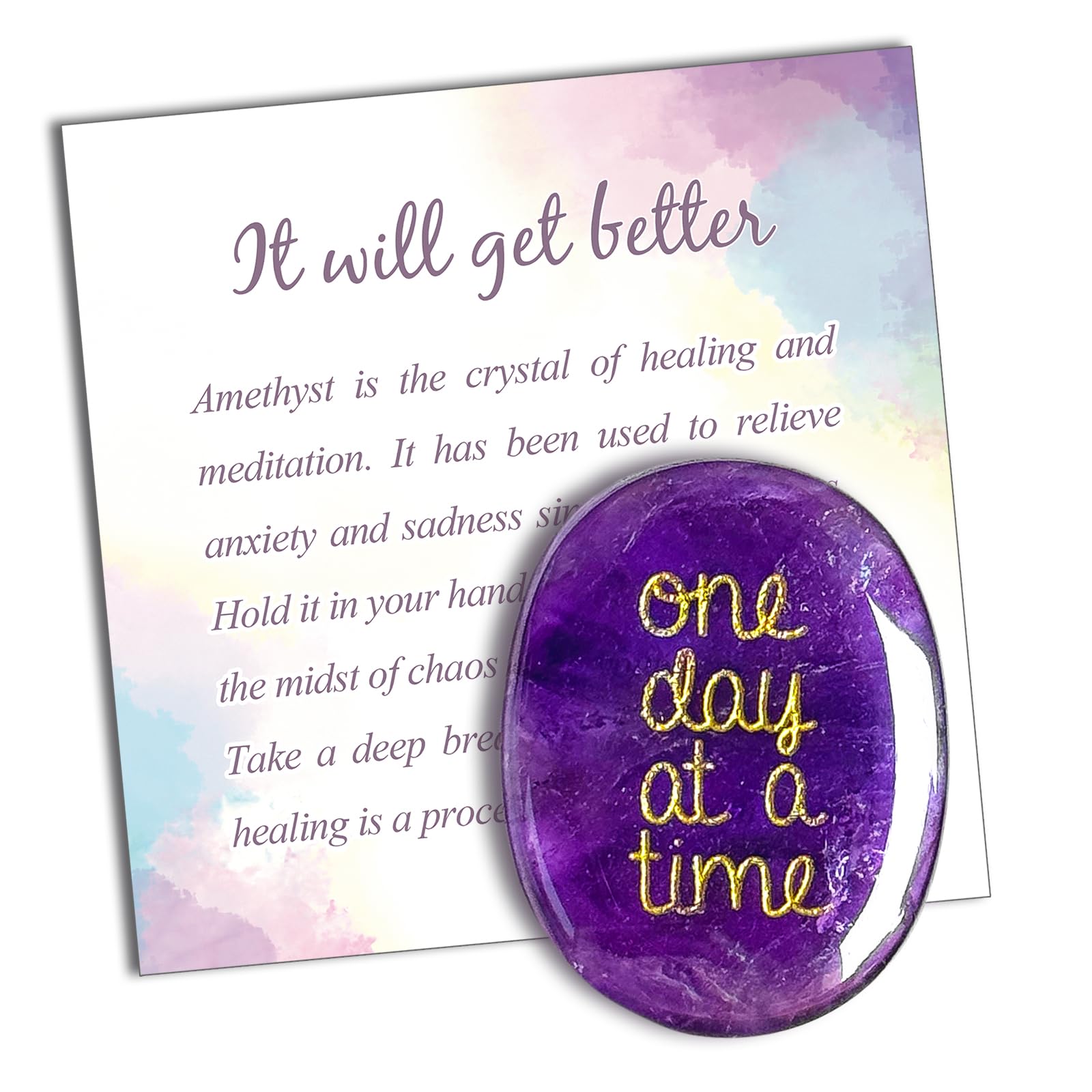 Amazon.com: SOLACIEL Nature Amethyst Healing Crystal One Day at A Time ...