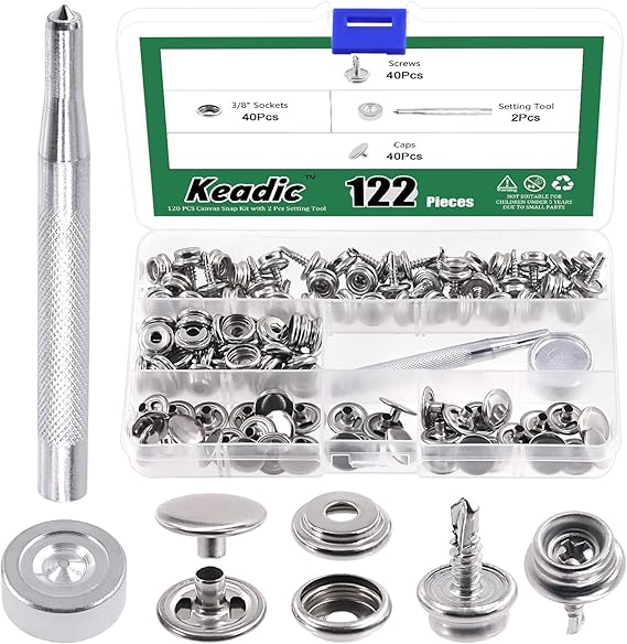 Amazon.com: Keadic 122Pcs Marine Grade Canvas Snap Button Kit with ...