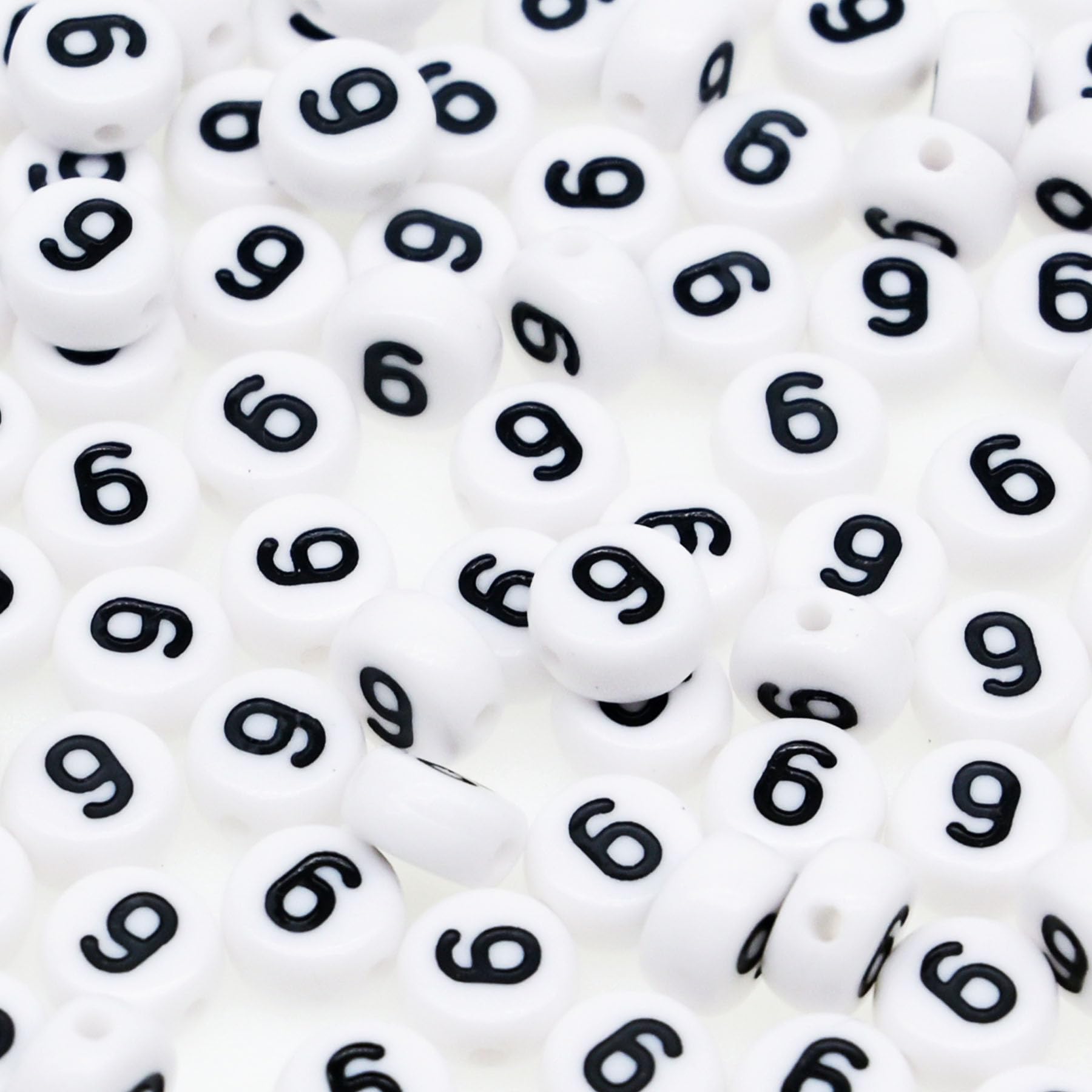 Amazon.com: Yiizzxin 200Pcs White Number 9 Beads for Bracelets,Acrylic ...