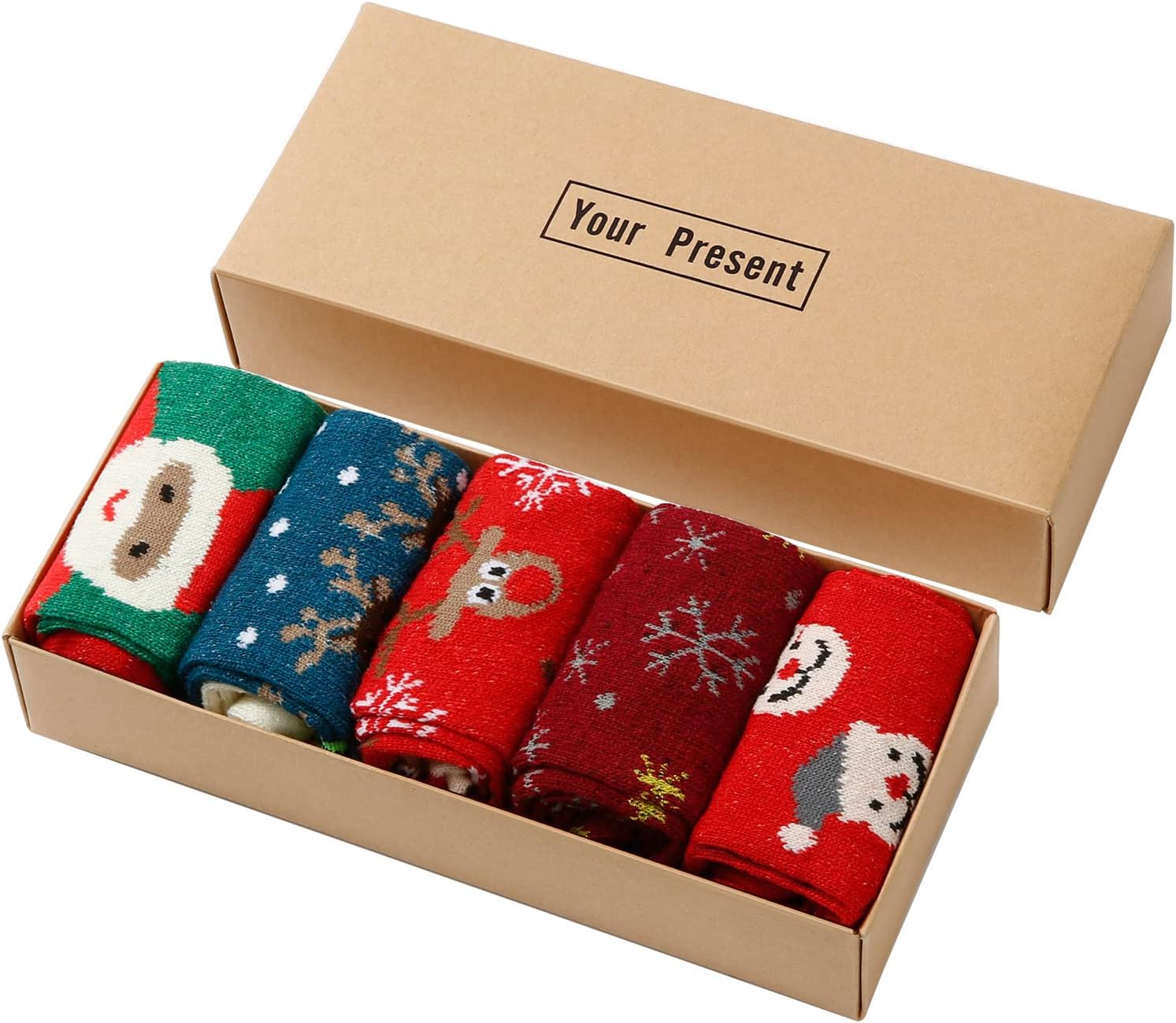 Diealles Shine Chaussette Femme, 5 Paires Chaussettes de Noël Femme ...