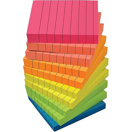 Amazon.com : Lined Sticky Notes 3 x 3, 10 Pack, 1,000 Sheets (100/Pad ...