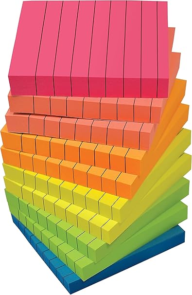Amazon.com : Better Office Products Lined Sticky Notes 3 x 3, 10 Pack ...