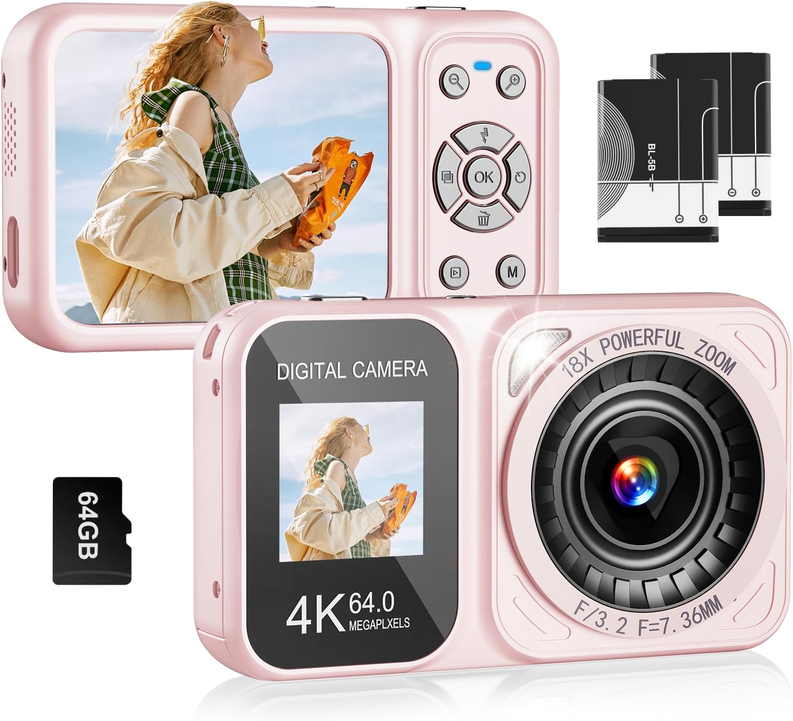Amazon.com : QUOLODOO Digital Camera, 4K 64MP Dual Screens Camera, 18X ...