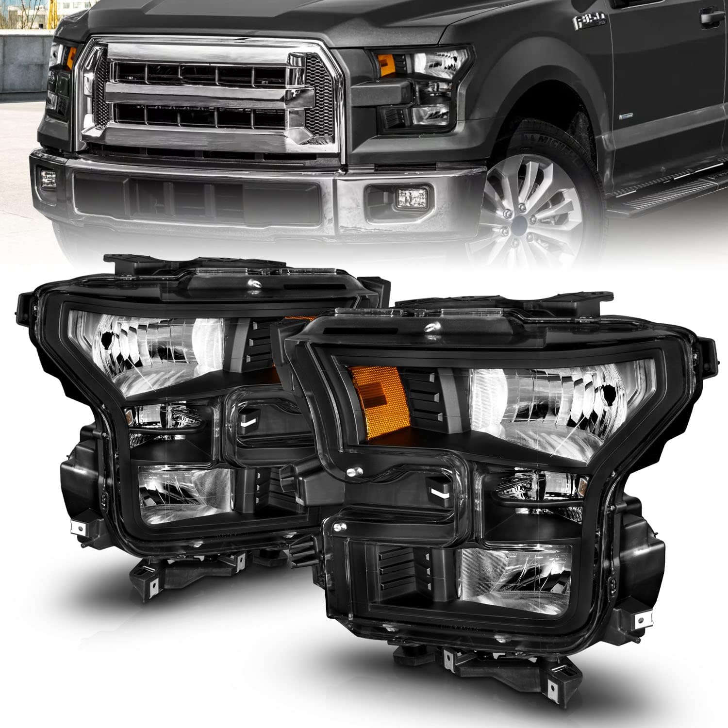Amazon.com: AmeriLite for 2015-2017 Ford F150 Pickup Truck Black OE ...