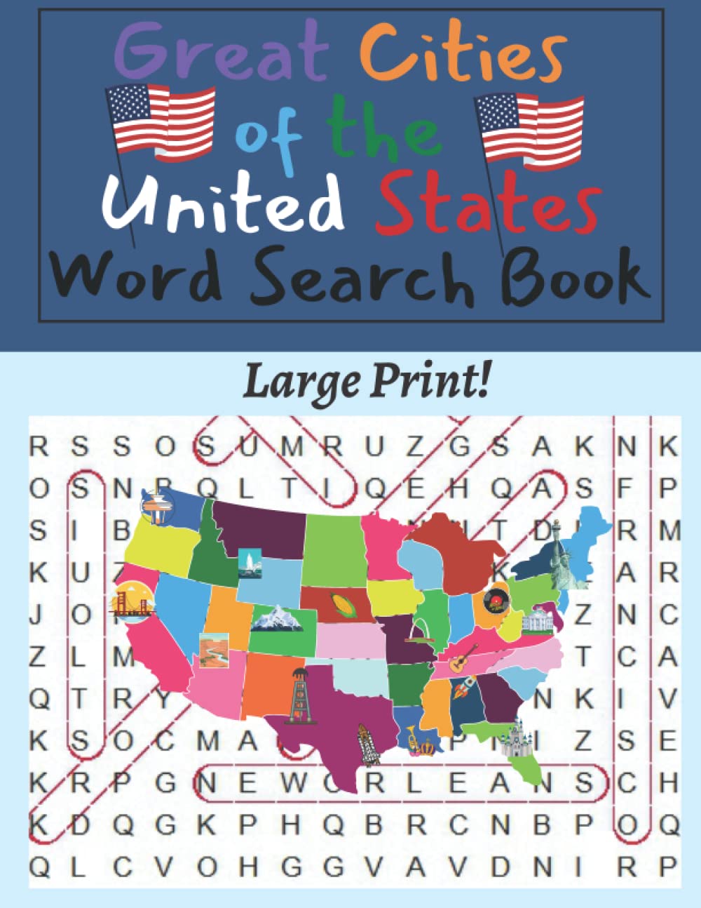Great Cities of the United States Word Search Book | Large Print | Word ...