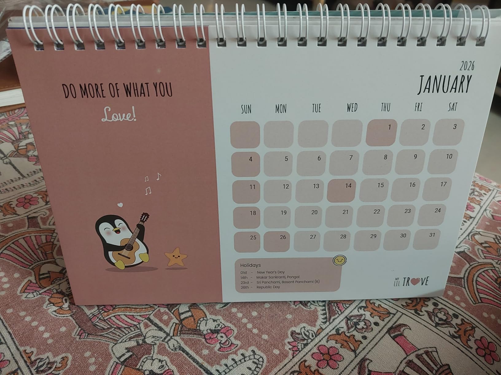 My Lil Trove Desk Calendar 2026 | Sticker Sheet | Holidays listed ...