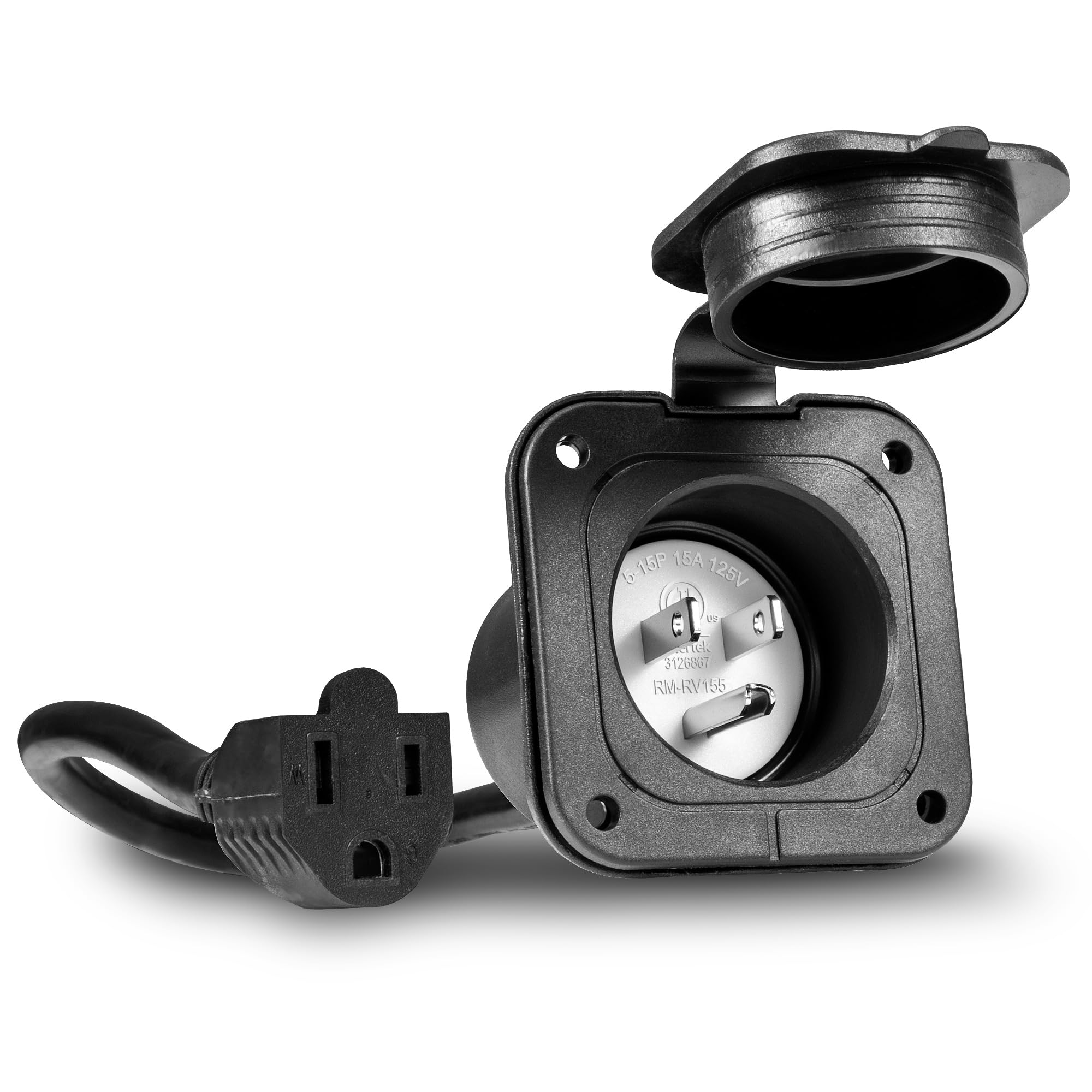 Snapklik.com : True Mods 15A AC Port Plug Flanged Inlet Socket 15 Amp ...