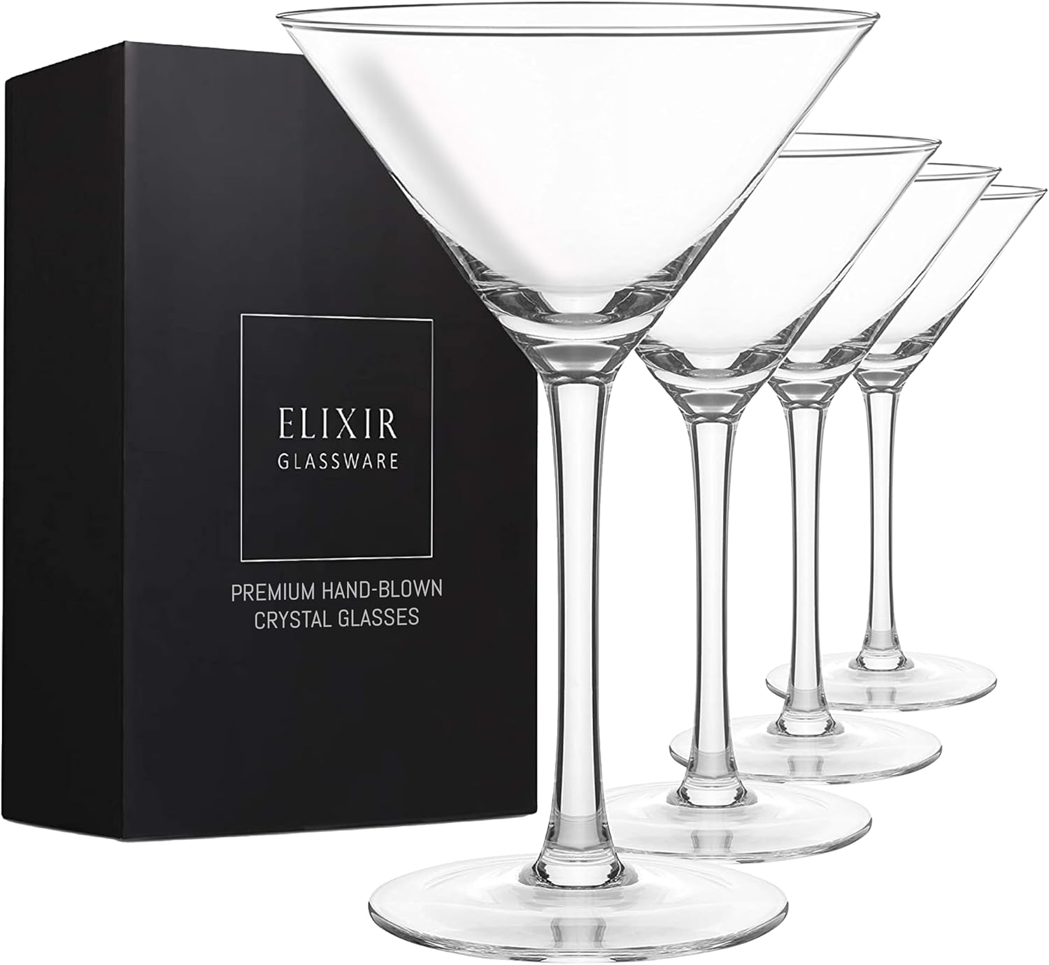 ELIXIR GLASSWARE Martini Glasses Set of 4 - Hand Blown Crystal Martini ...
