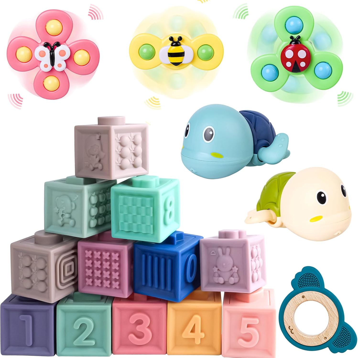 Amazon.com: MCGMITT Baby Toys 6 to 12 Months, Soft Infant 4 in-1 Kids ...