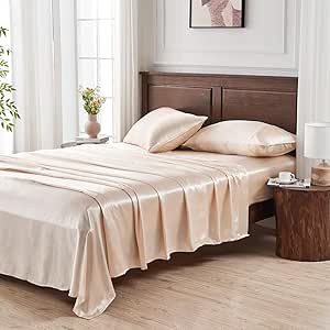 Amazon.com: Cibhlea Silky Satin Sheets Twin Size - 3-Piece Soft Embossed Bed Sheet Set with Deep ...