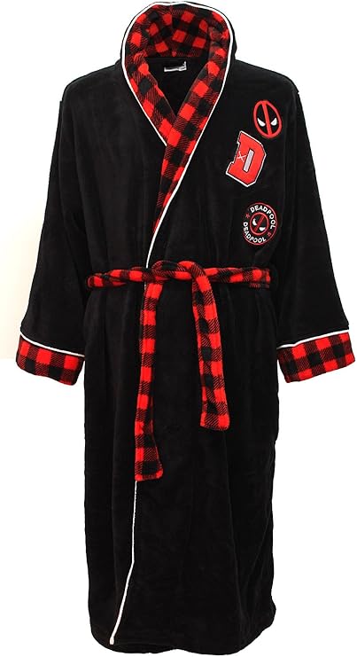 Amazon.com: Marvel Deadpool Adult Plush Robe with Embroidered Patches ...