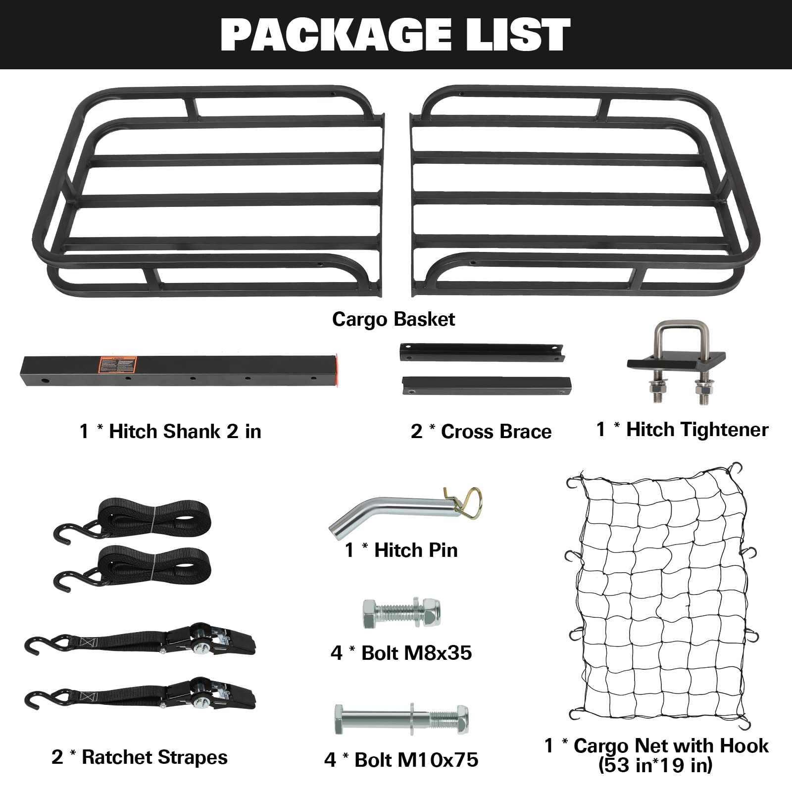 Snapklik.com : WEIZE 53 X 19 X 4-1/8 Inch Hitch Cargo Carrier, 500 Lbs ...
