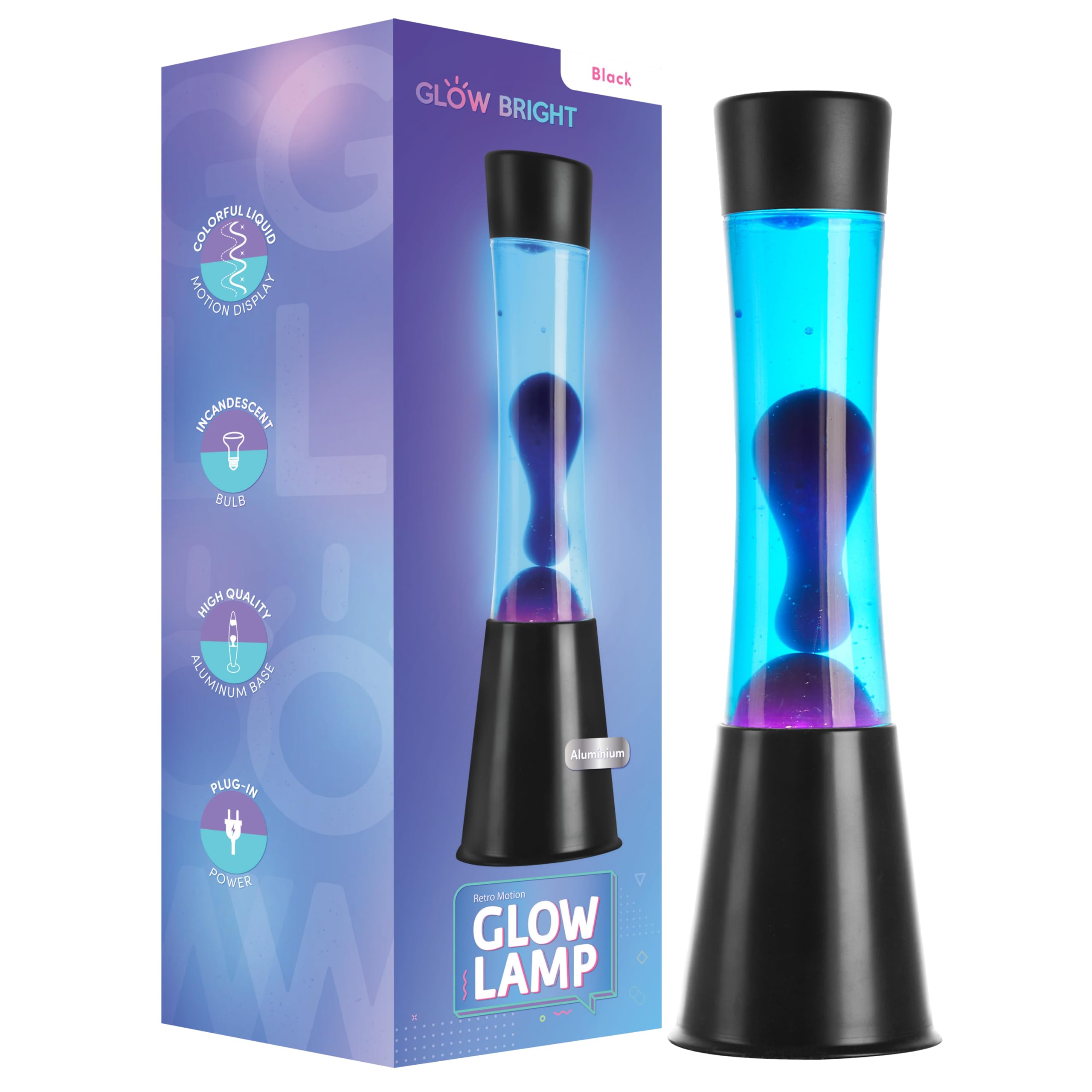 Amazon.com: Glow Bright 15.43" Cylinder Glow Lamp with Black Base, Blue ...