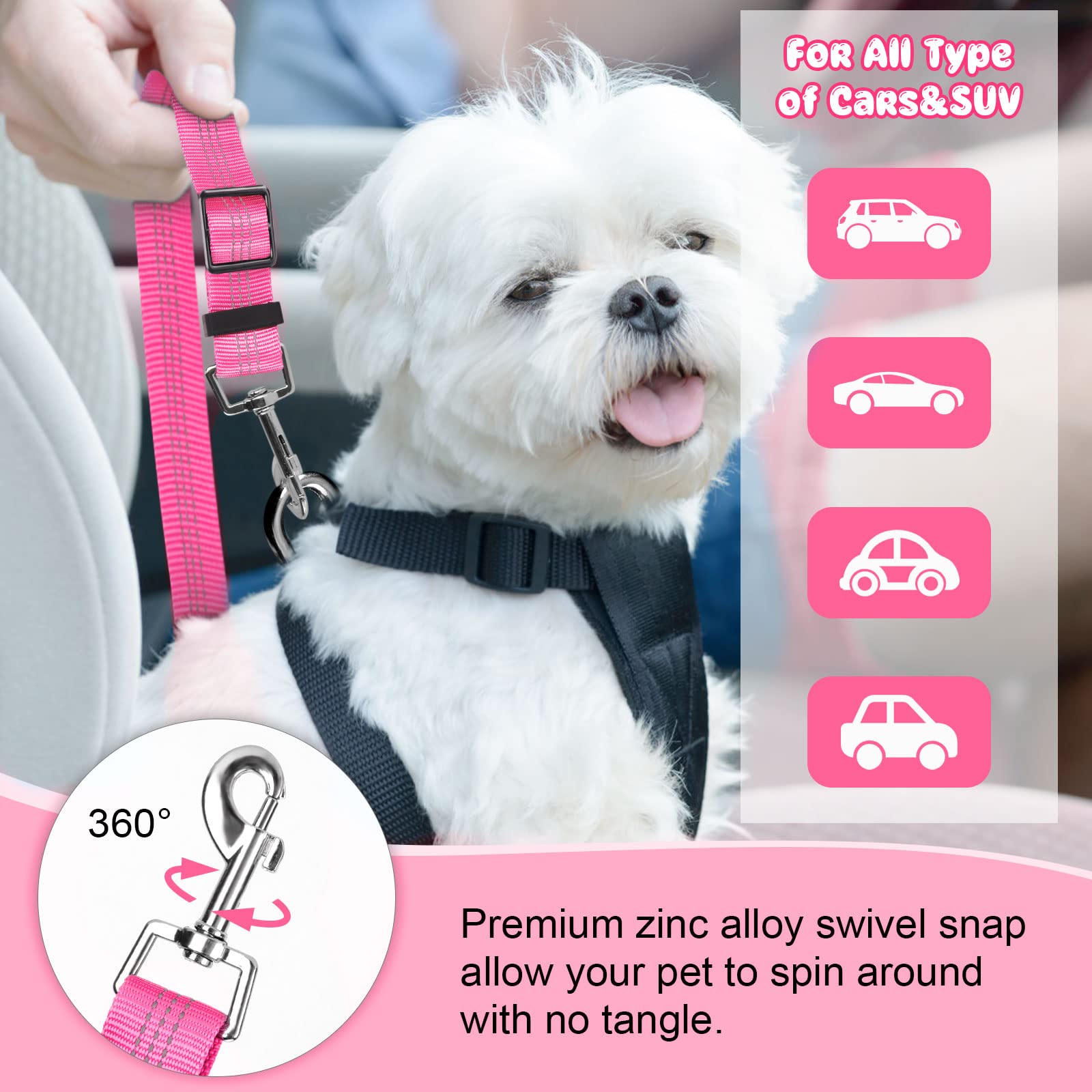 Snapklik.com : BWOGUE Pet Dog Cat Seat Belts, Car Headrest Restraint ...