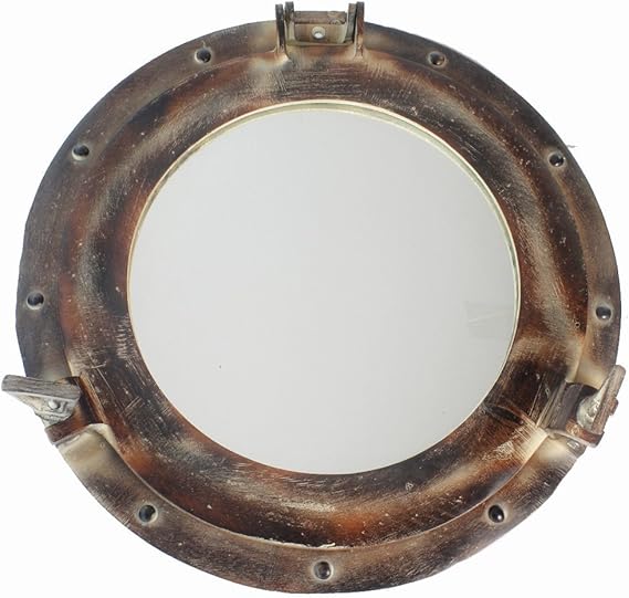 Amazon.com: 15" Aluminum Porthole Mirror with Antique Rust Finish ...