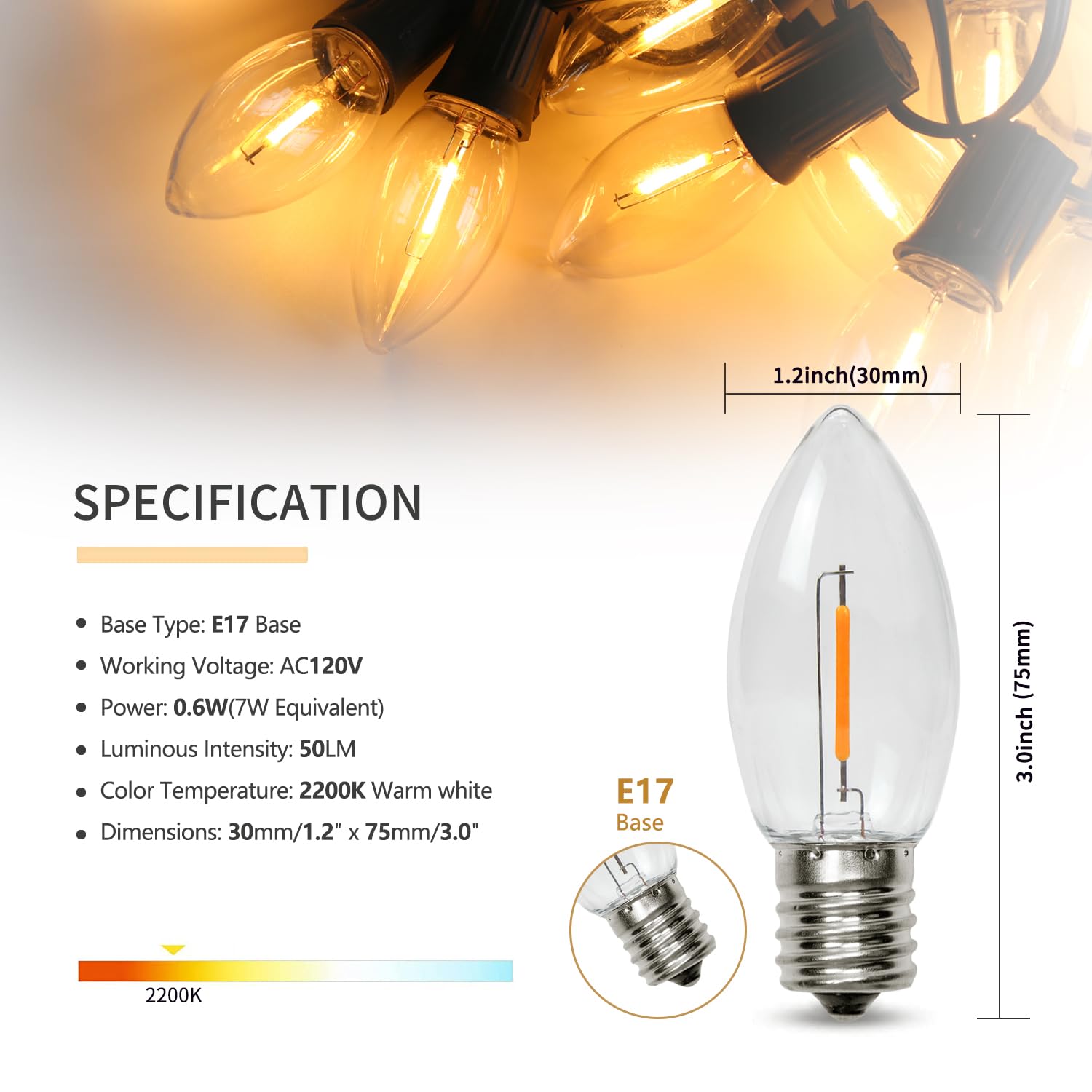 Snapklik.com : 50PACK C9 LED Christmas Light Bulb, C9 LED Replacement ...